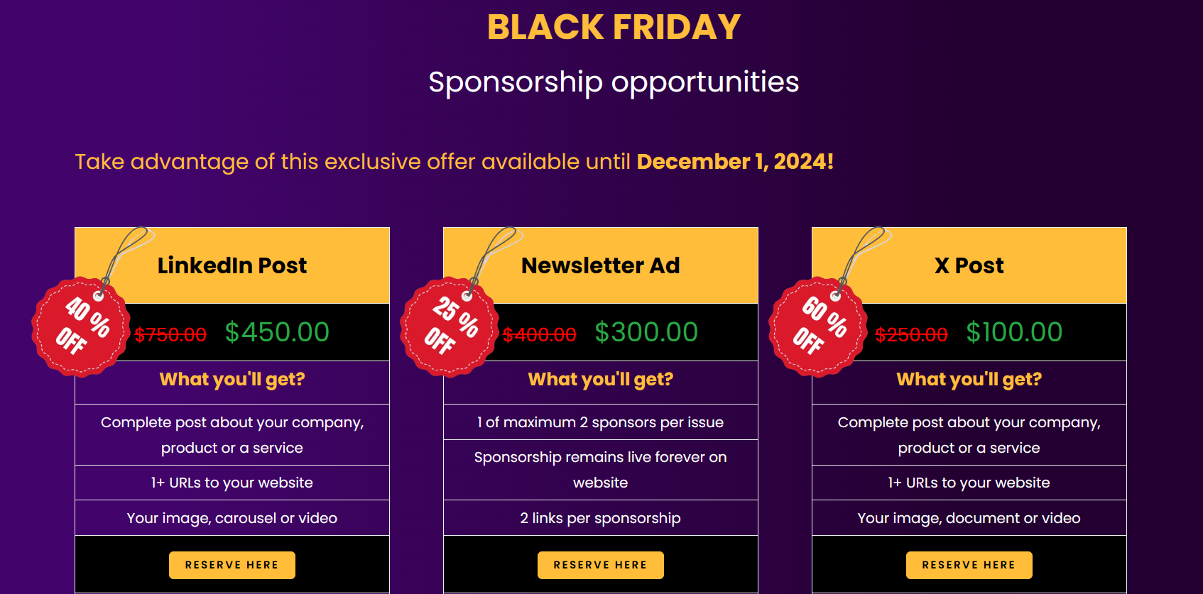 Black Friday Sponsorship Opportunities - TheCodeMan.NET | TheCodeMan